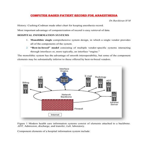 Computer based patient record for anaesthesia | PDF