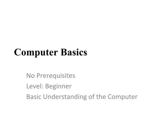 Beginning Computer Basics Exercise Pdf