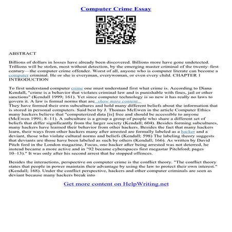 Computer Crime Essay | PDF