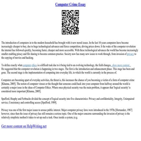 Computer Crime Essay | PPT