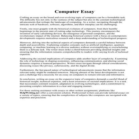 Computer Essay | PDF | Technology & Computing