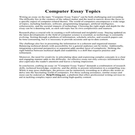 Computer Essay Topics | PDF