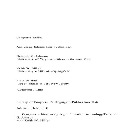 Computer Ethics Analyzing Information Technology | DOCX
