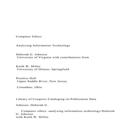 Computer Ethics Analyzing Information Technology.docx