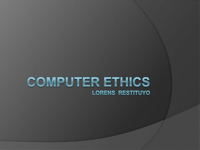 The 10 Commandments of Computer Ethics | PPT