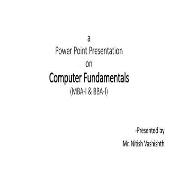 Computer Fundamentals BBA MBA KUK | PPT