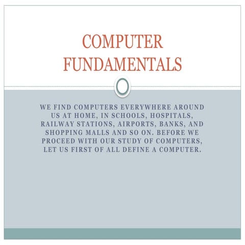 COMPUTER FUNDAMENTALS About Computer Input and Output device | PPTX