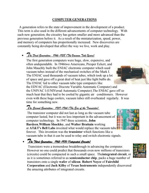 First generation of computer | PPTX