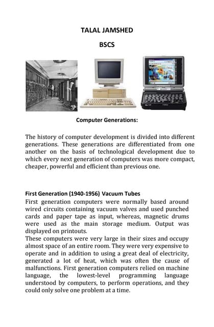 The five generations of computers presentation | PPTX | Computing ...