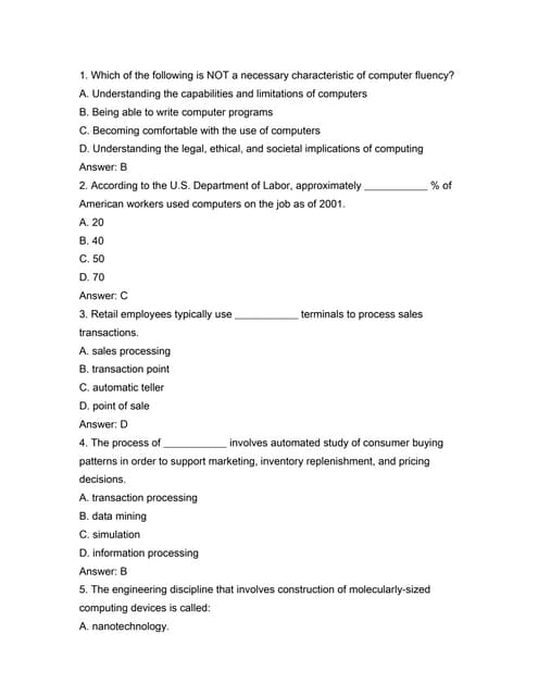 Computers basic mcq questions 3 | PDF
