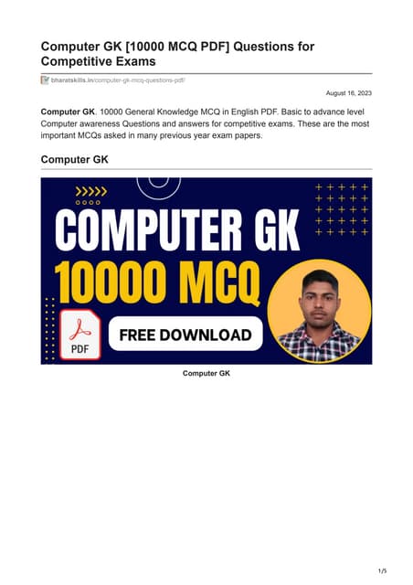 Computer MCQ Book for Competitive Exams 7000 MCQ | PDF | Computing | Technology & Computing