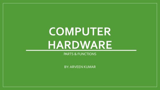 Computer Hardware Basics Ppt