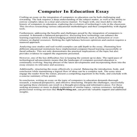 Computer In Education Essay. Benefits Of Updated Computer Technology ...