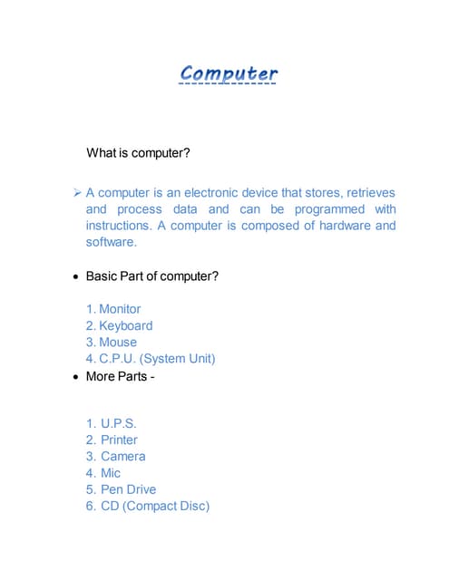 Basic computer ppt | PPTX | Desktop Publishing | Computer Software and Applications
