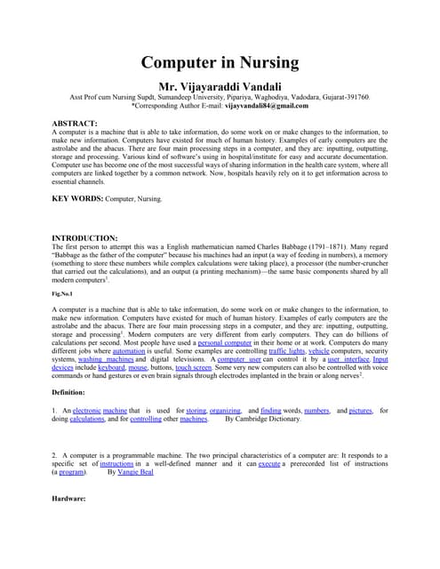 Role of computers in research | PDF