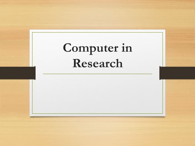 Role of computers in research | PDF