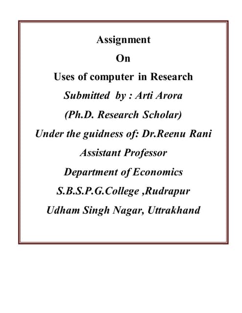 Role of computers in research | PDF
