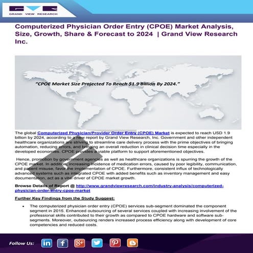 Computerized Physician/provider Order Entry (CPOE) Market Research Report, 2024 | PDF