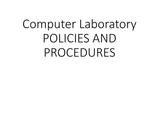 Computer lab rules and regulations | PPTX | Secondary Education | Education