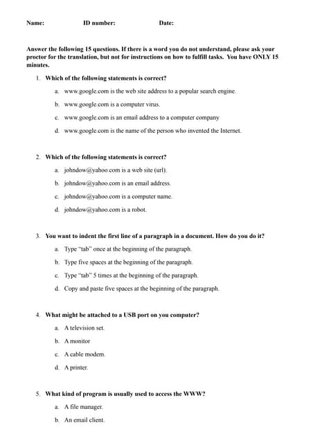 WordPad MCQ Questions and Answers Basic Objective | PDF