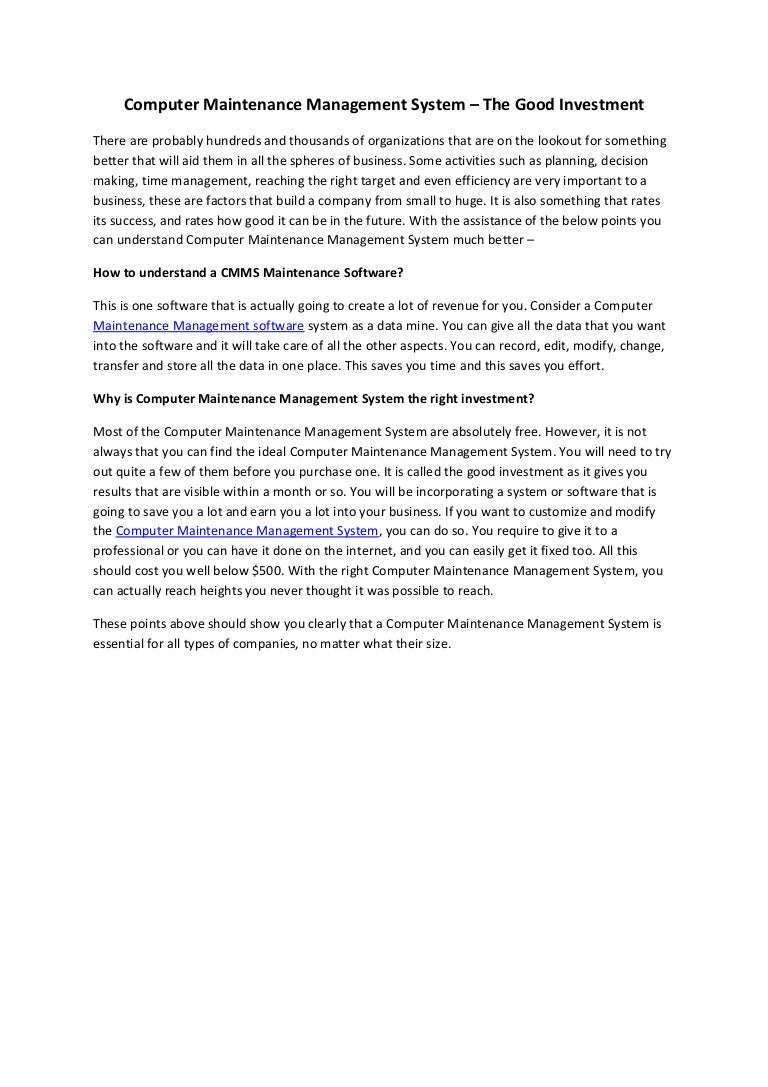 Types of computerized maintenance management system - daxstl