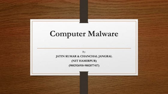 Malware and it's types | PPTX | Operating Systems | Computer Software and Applications