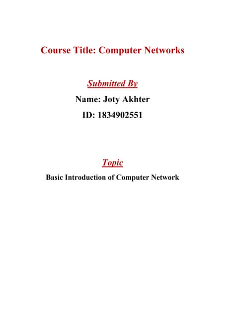 Fundamentals of Computer Networks (Module_Introduction) | PPT