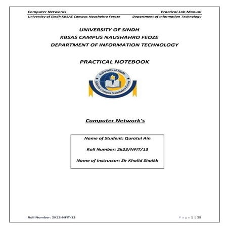 computer networks lab manual.cisco packet tracer | PDF