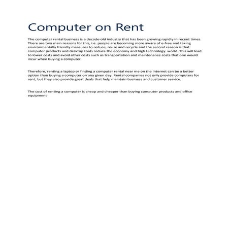 Computer on Rent.docx | Real Estate Renting and Leasing | Real Estate