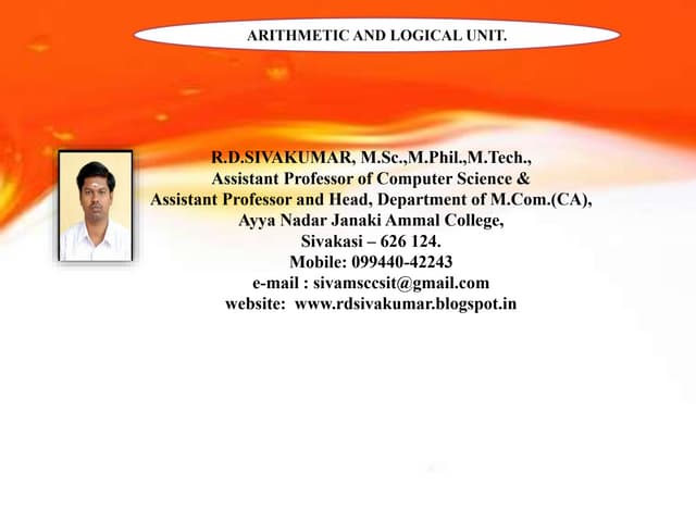 Arithmetic Logic Unit (ALU) | PPT