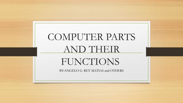 Computer Hardware: Parts & Functions | PPTX