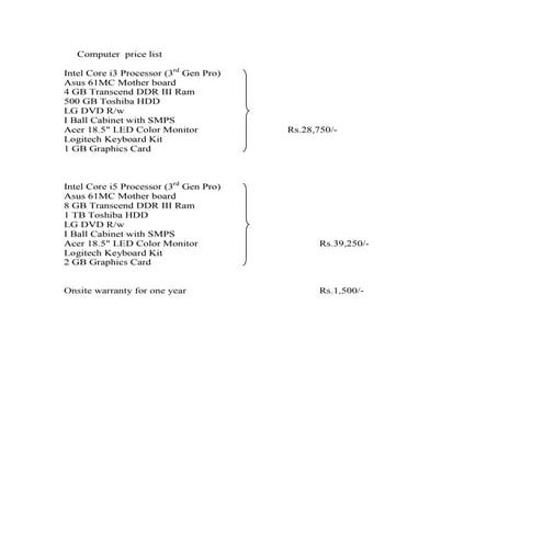 Computer price list in chennai | DOCX