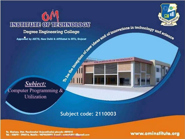 Computer Programming And Utilization 2110003 Ppt 9187