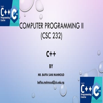 Computer programming I.pptx is a basic level for student who want learn c++ | PPTX