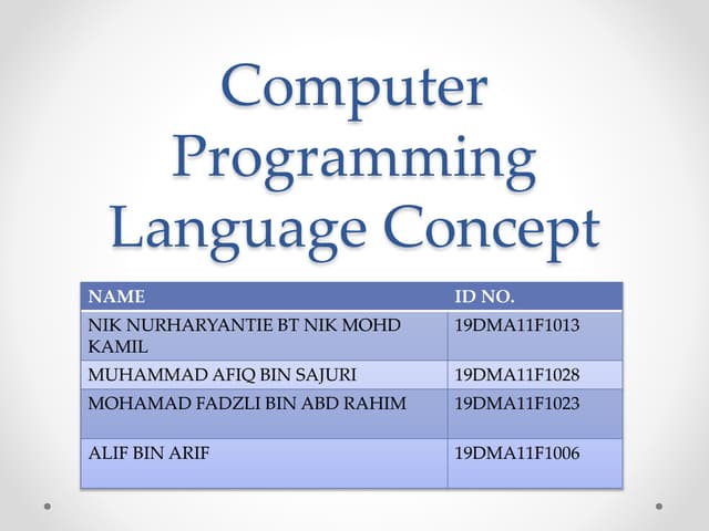 Computer Programming Language Concept | Pptx