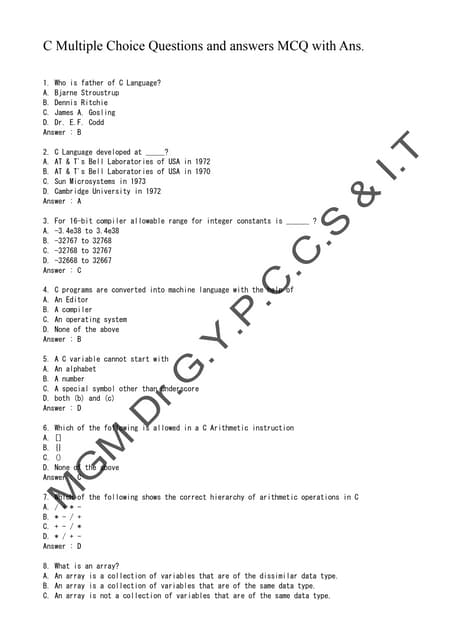 Computer Programming Mcqs Pdf Programming Languages Computing