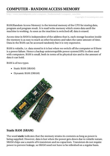 RAM (Random Access Memory) | PDF