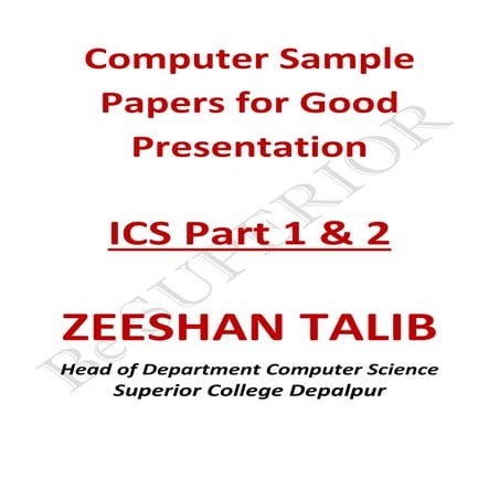 Computer Sample Papers for Good Paper Presentation by Zeeshan Talib ...