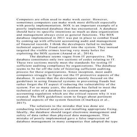 Computers are often used to make work easier. However, sometimes c.docx ...