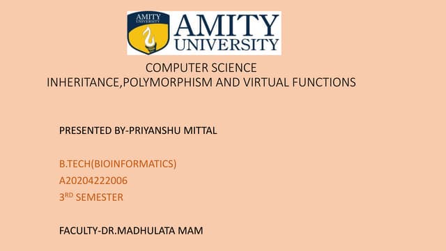 Polymorphism and Virtual Functions ppt bioinformatics | PPT Polymorphism and Virtual Functions ppt bioinformatics | PPT