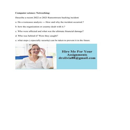 Computer science- Networking- Describe a recent 2022 or 2023 Ransomwar.pdf