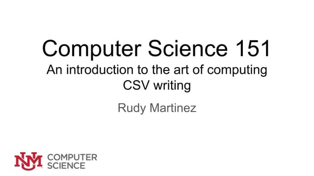 Cs 151 Csv Output Ppt 8503