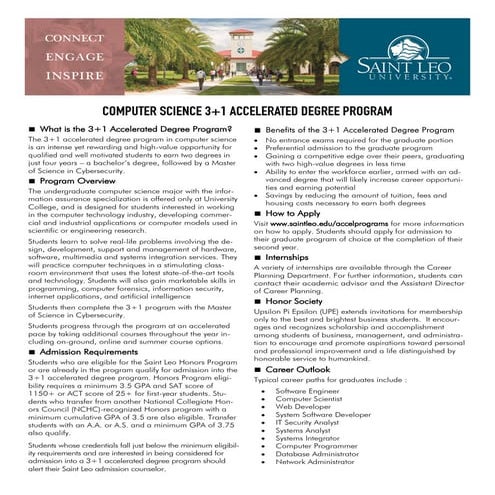 Saint leo university Computer science 3+1 | PDF