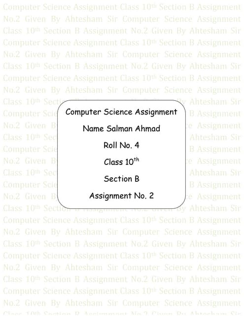 Computer Science Assignment 2 Pdf