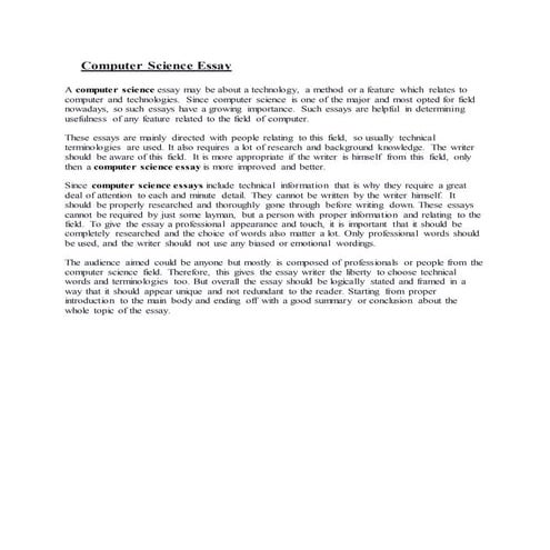 Computer science essay.. | DOCX | Science