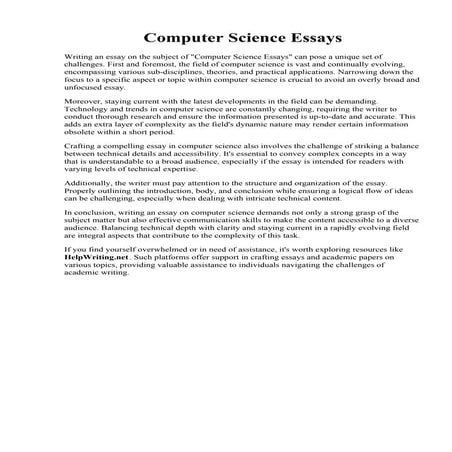 Computer Science Essays. How to Write a Masters Thesis in Computer Science Thesis Input/Output ...