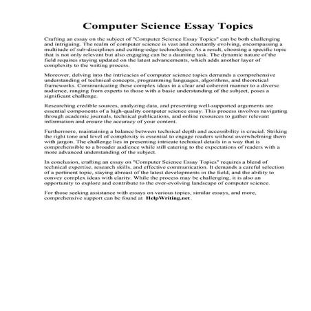 Computer Science Essay Topics Pdf
