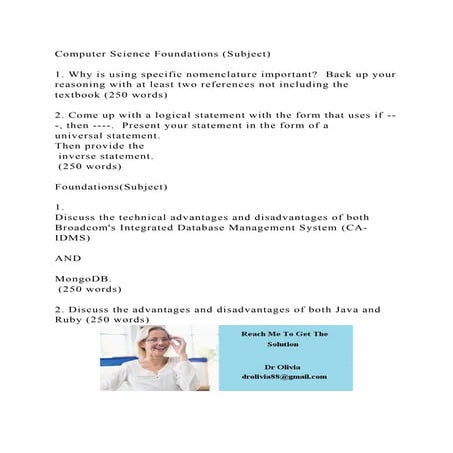 Computer Science Foundations (Subject)1. Why is using specific n.docx