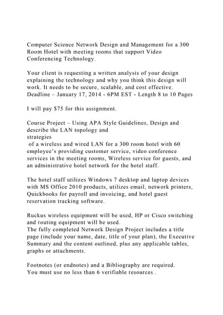 Cmit 350 network design proposal use this document as a guide for f | PDF