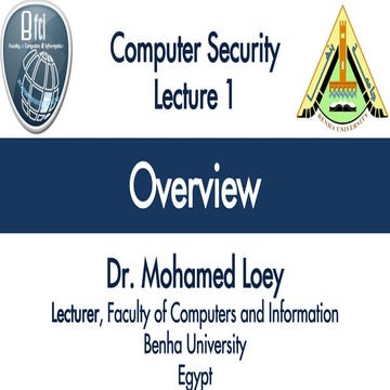 Computer Security Lecture 1 Overview Ppt